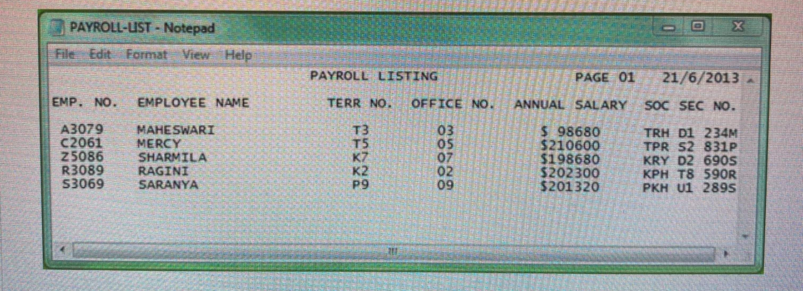Cobol Assignment Write A Program To Print Data From