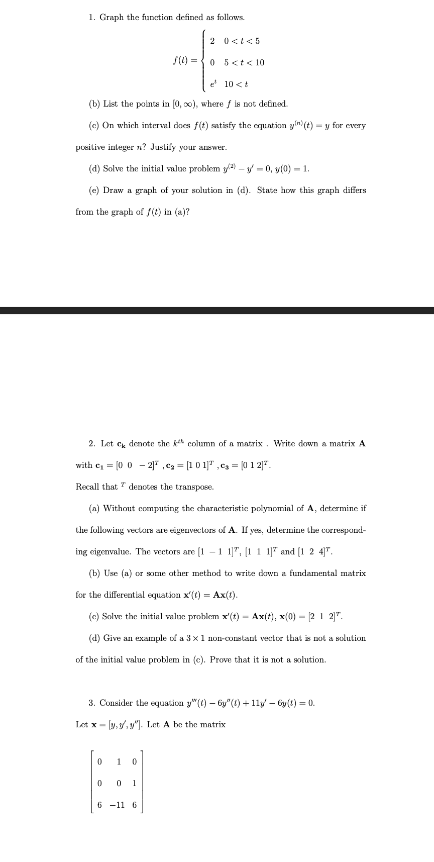 Solved 1. Graph the function defined as follows. | Chegg.com