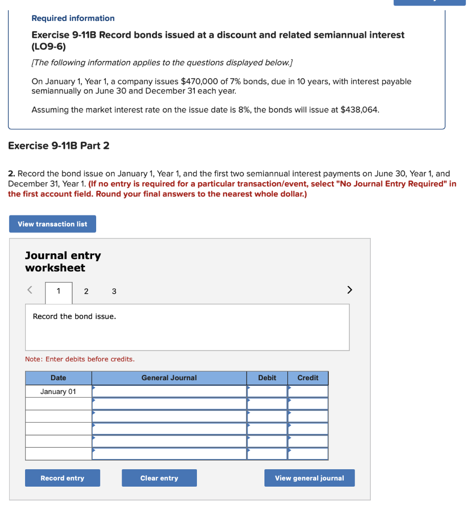 Solved 2 2 Required information Part 1 of 2 Exercise 9-11B | Chegg.com