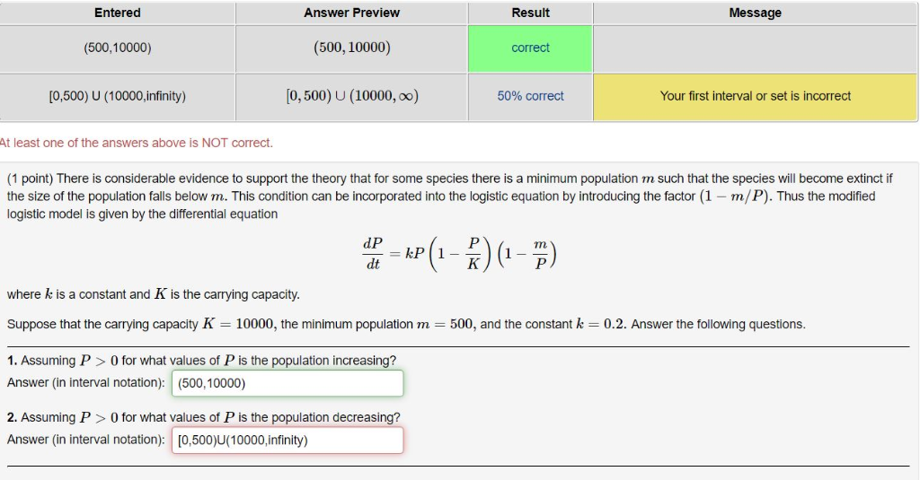 Solved Entered Answer Preview Result Message (500,10000) | Chegg.com