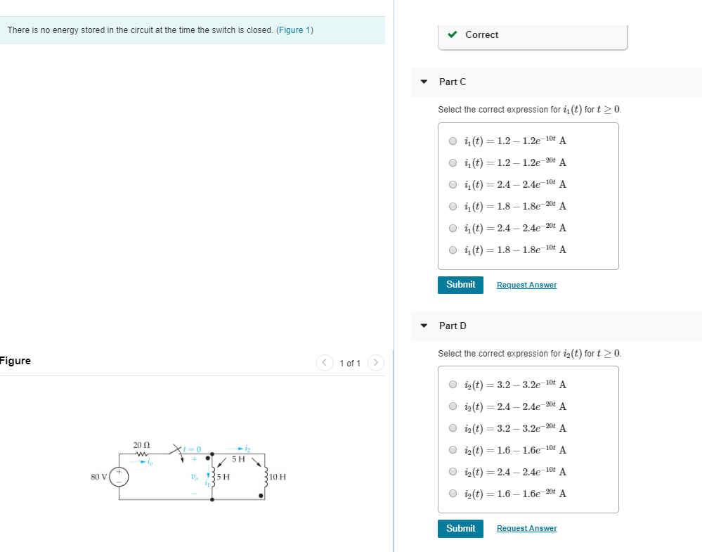 Solved There is no energy stored in the circuit at the time | Chegg.com