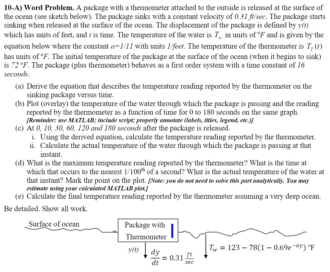 Solved 10-A) Word Problem. A package with a thermometer | Chegg.com