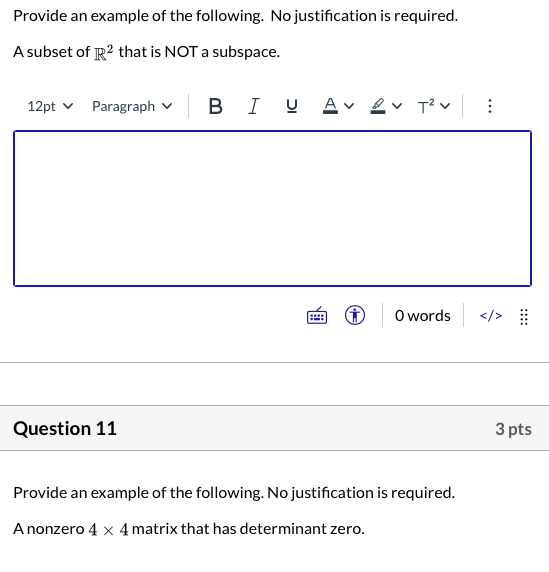 Solved Provide an example of the following. No justification | Chegg.com