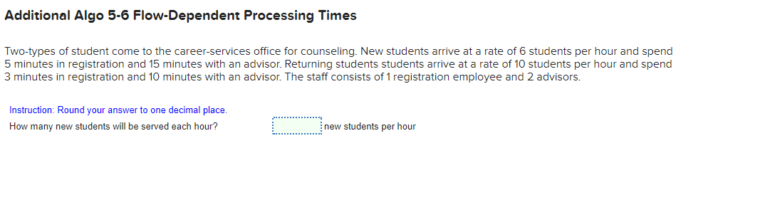 Solved Additional Algo 5-6 Flow-Dependent Processing Times | Chegg.com