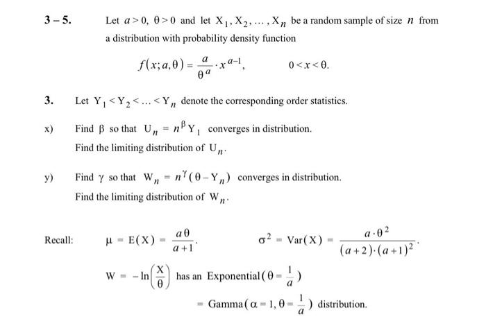 3-5. let Xi, X2, ,Xn be a random sample of size n | Chegg.com