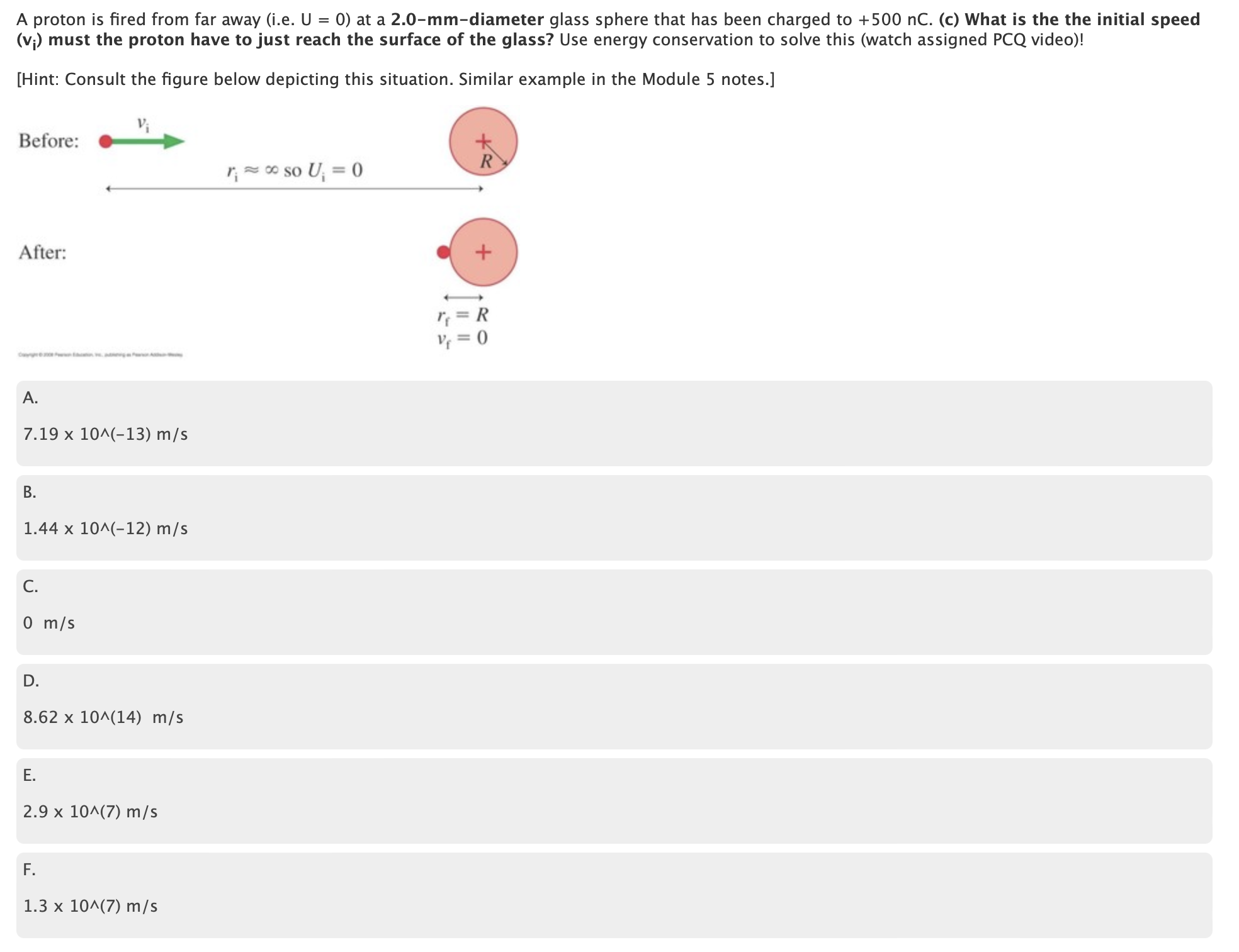 Solved A proton is fired from far away (i.e. U=0 ) at a | Chegg.com