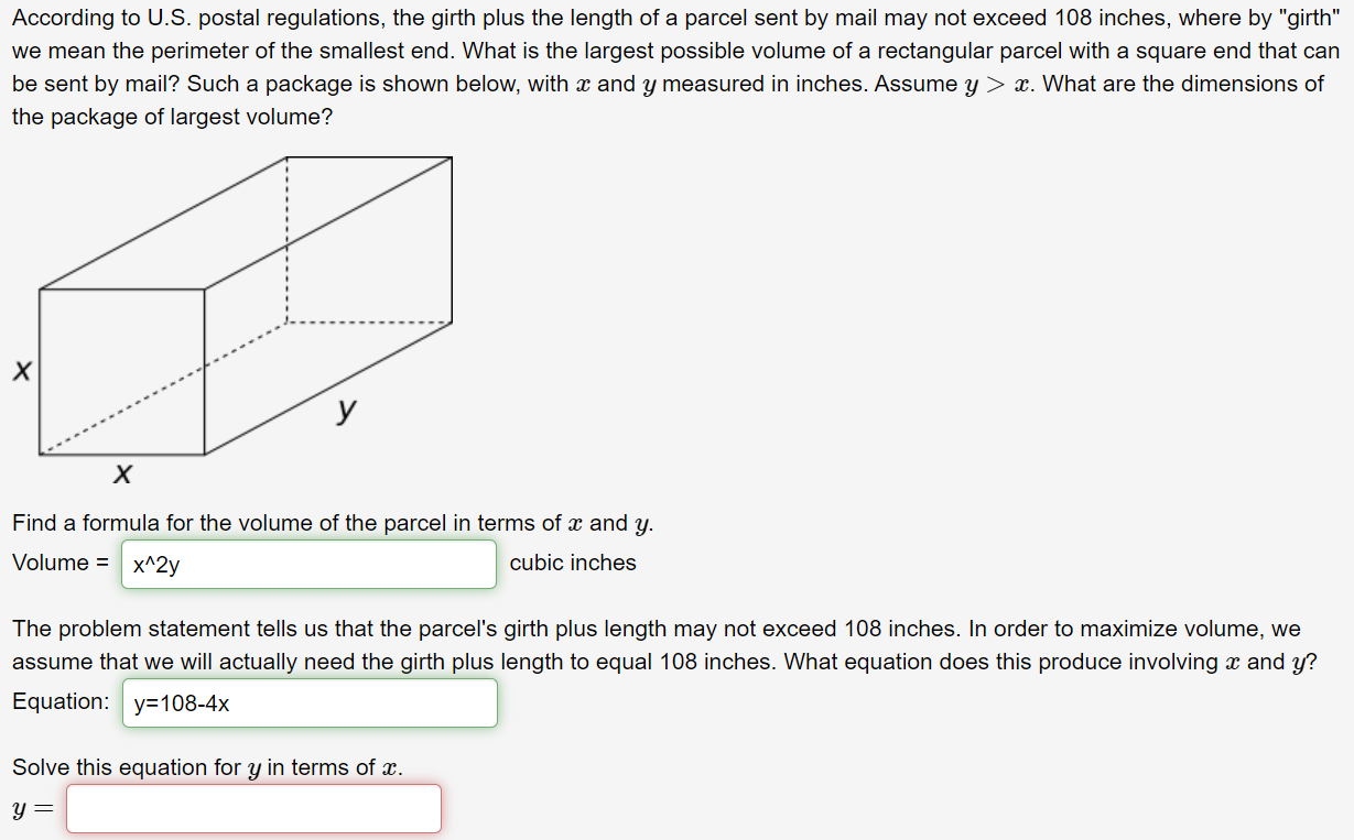 Solved According to U.S. postal regulations, the girth plus | Chegg.com