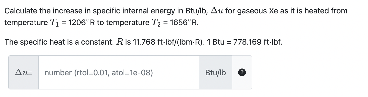 Solved Calculate the increase in specific internal energy in | Chegg.com