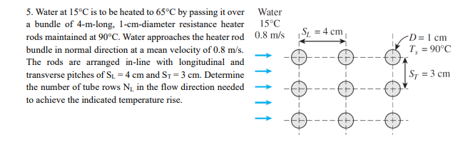 Solved 5. Water at 15∘C is to be heated to 65∘C by passing | Chegg.com