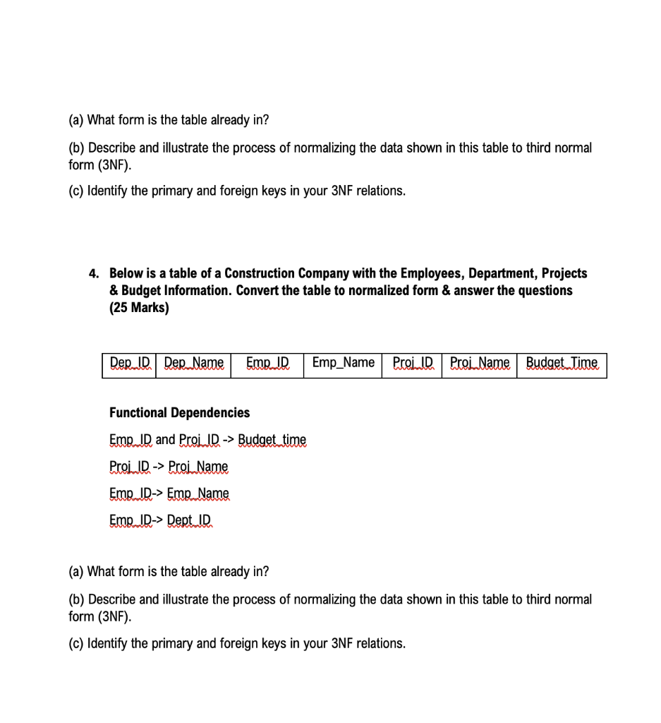 Solved 1. Define Normalization & the purpose of | Chegg.com