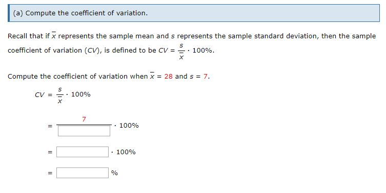 Solved (a) Compute the coefficient of variation. Recall that | Chegg.com
