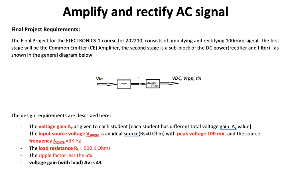 Solved Amplify and rectify AC signal Final Project | Chegg.com