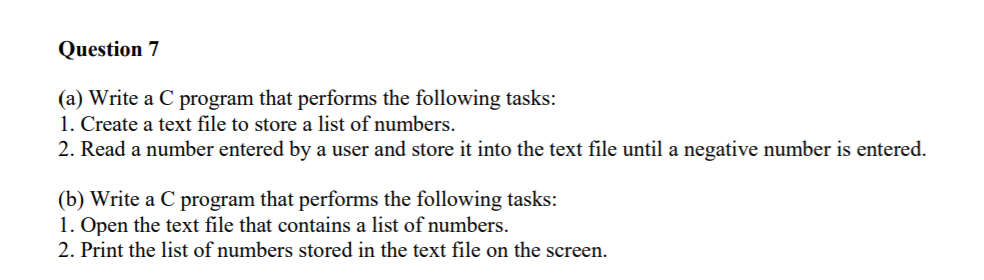 Solved Question 7 (a) Write a C program that performs the | Chegg.com