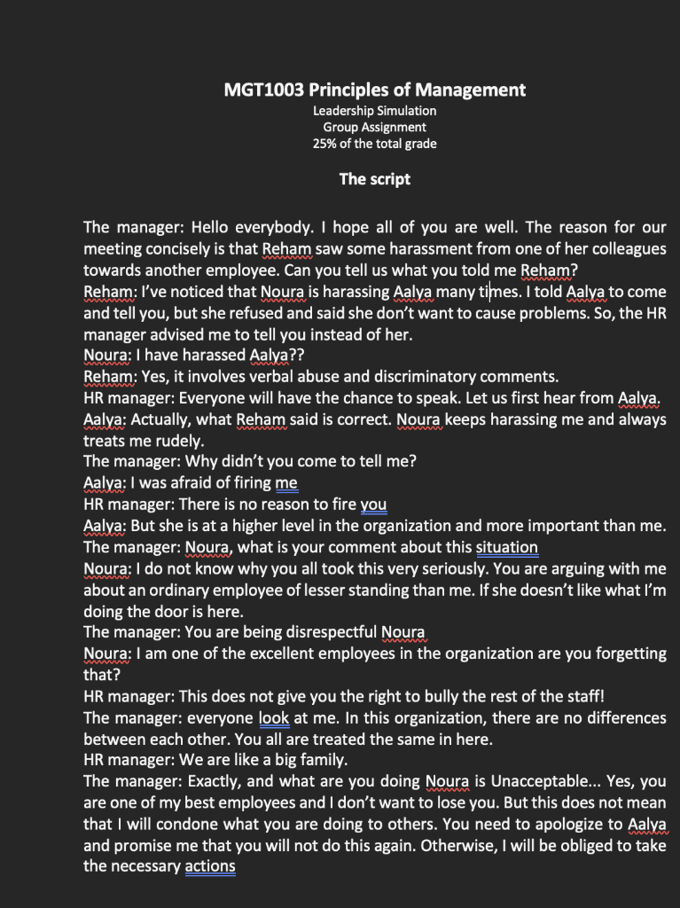 Solved i need you to write a script scenario we choose | Chegg.com