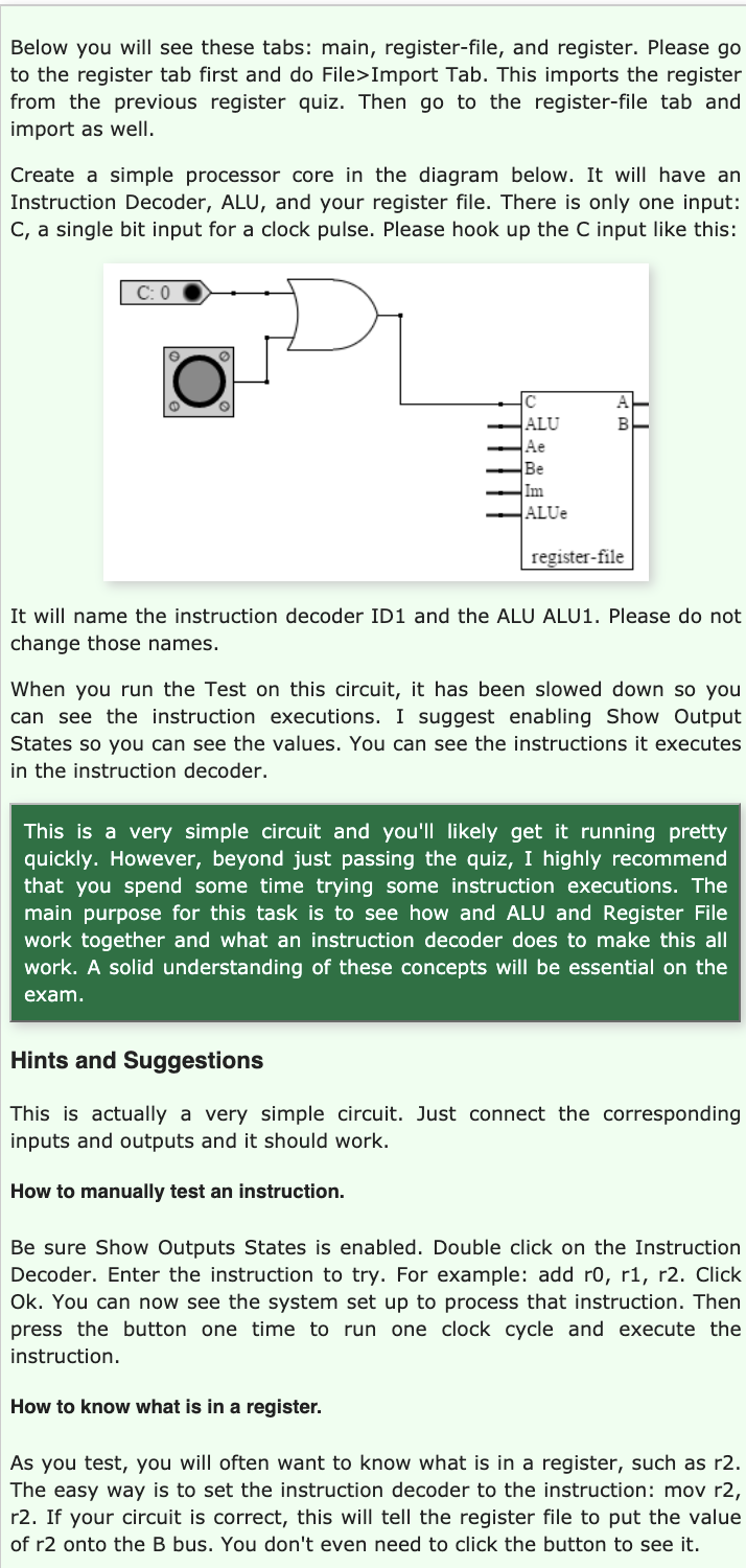 Below you will see these tabs: main, register-file, | Chegg.com