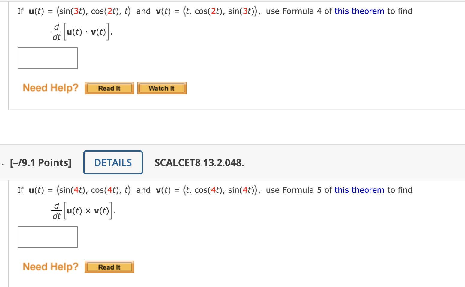 Solved If u(t)= sin(3t),cos(2t),t and | Chegg.com