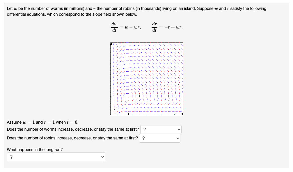 Solved Let w be the number of worms (in millions) and r the | Chegg.com