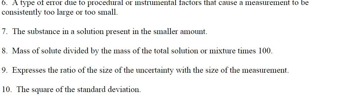 Solved 6. A type of error due to procedural or instrumental | Chegg.com