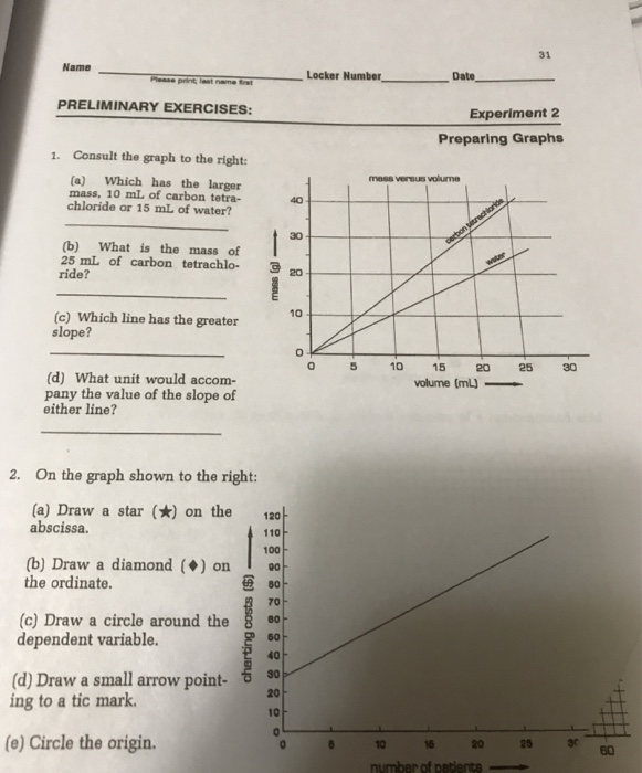 Solved 31 Name Locker Number Date Experiment 2 Preparing | Chegg.com