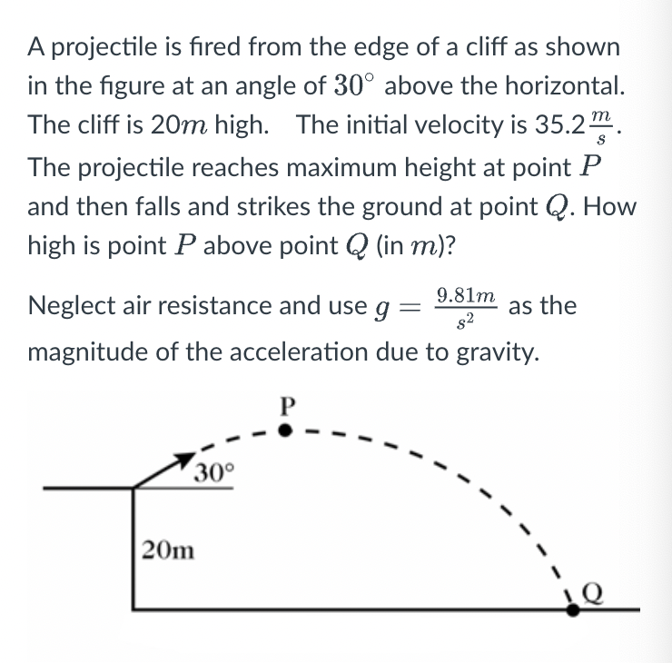 Solved A projectile is fired from the edge of a cliff as | Chegg.com