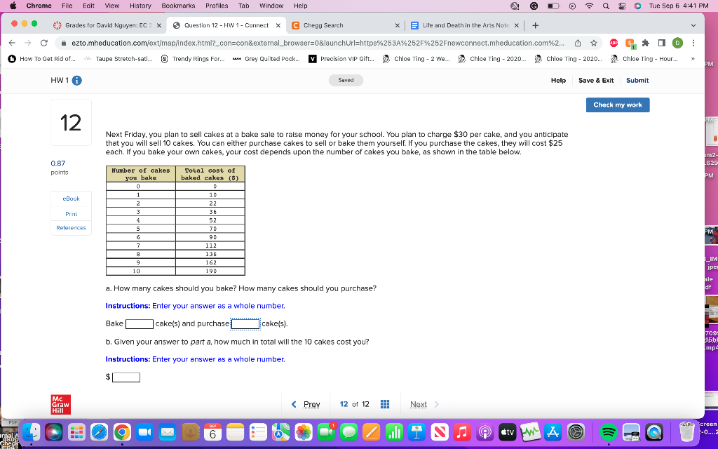 Solved Next Friday, you plan to sell cakes at a bake sale to | Chegg.com
