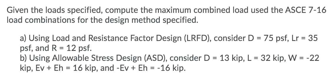 Solved Given the loads specified, compute the maximum | Chegg.com