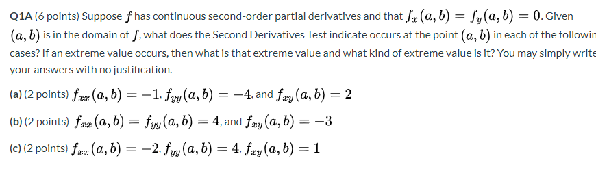 Solved Q1A (6 points) Suppose f has continuous second-order | Chegg.com