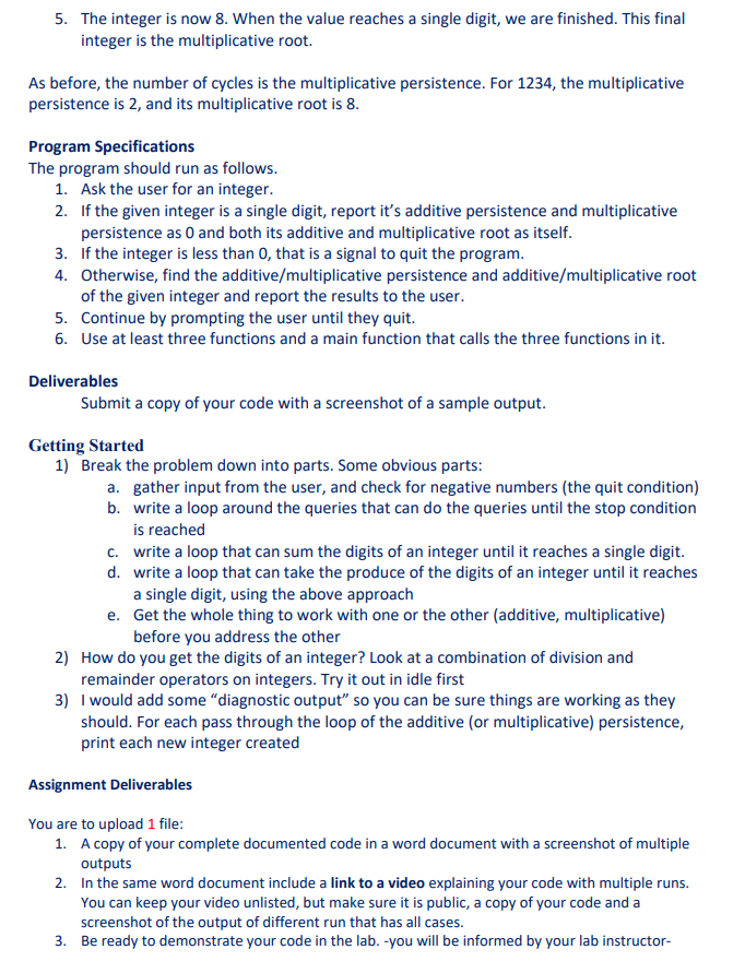 Solved Goal: practice the use of loops and conditionals | Chegg.com