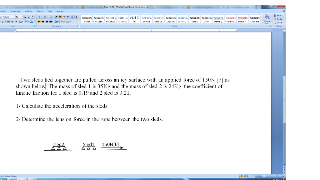 Solved Two sleds tied together are pulled across an icy | Chegg.com