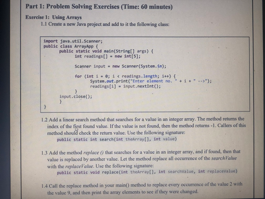 Solved Part 1: Problem Solving Exercises (Time: 60 minutes) | Chegg.com