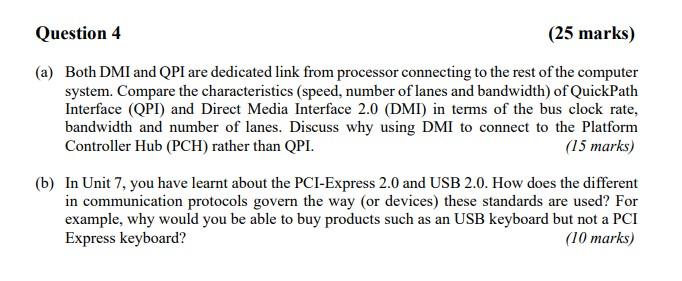 Solved (a) Both DMI and QPI are dedicated link from | Chegg.com