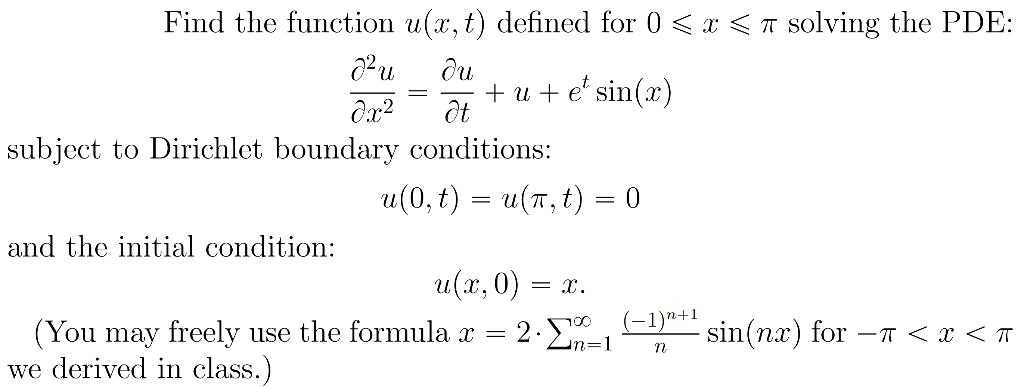Solved ²u Find the function u(x, t) defined for 0