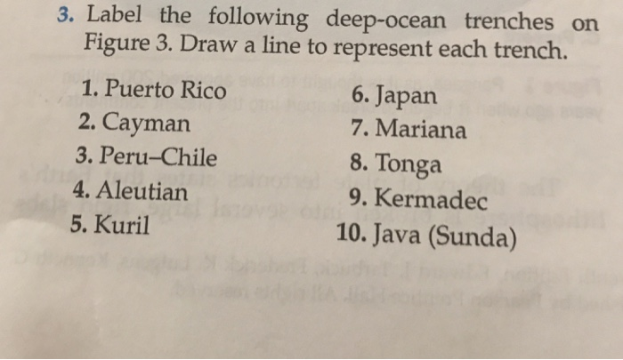 3. Label the following deep-ocean trenches on Figure | Chegg.com