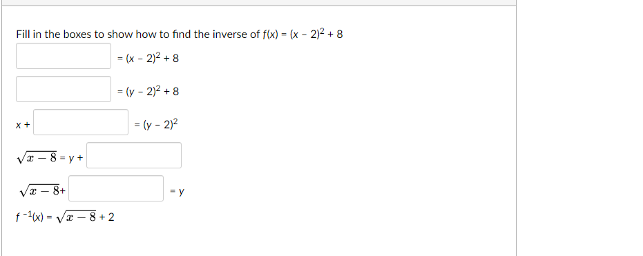 Solved Fill in the boxes to show how to find the inverse of | Chegg.com
