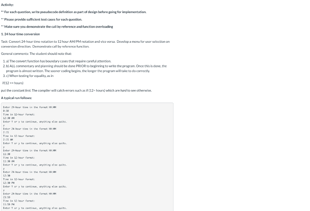 Solved Activity For Each Question Write Pseudocode 