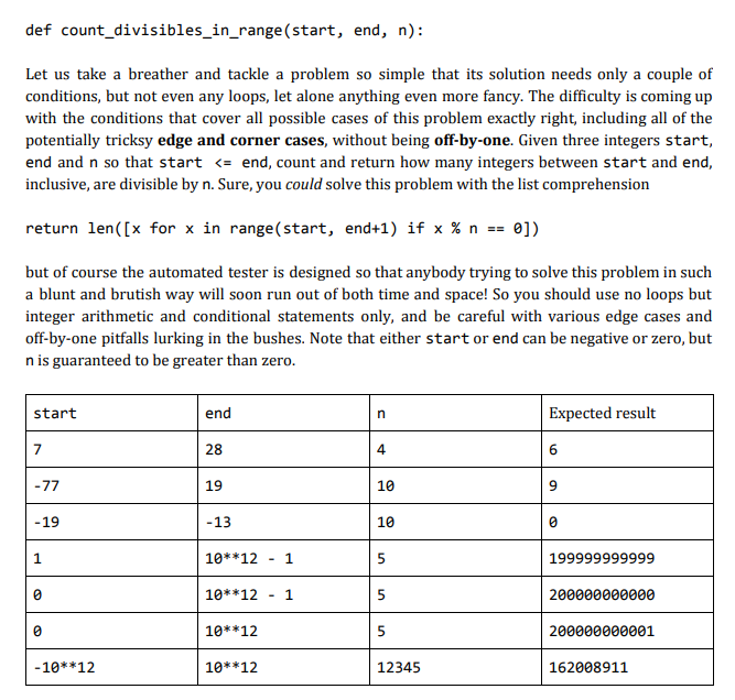 Solved def count_divisibles_in_range (start, end, n): Let us | Chegg.com