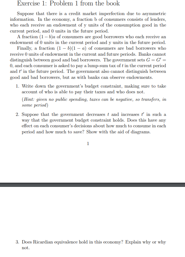 Solved Exercise 1: Problem 1 from the book Suppose that | Chegg.com