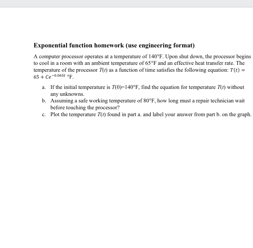 Solved Exponential function homework (use engineering | Chegg.com