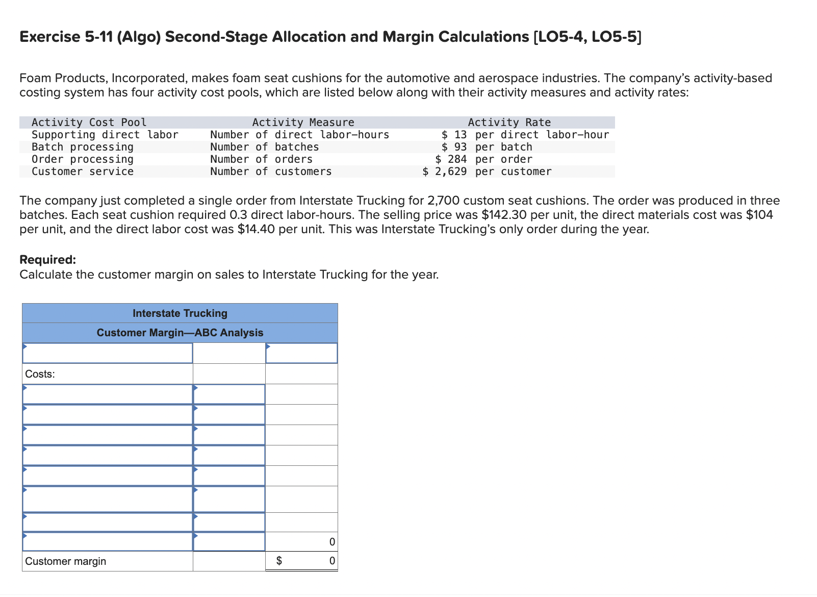 Solved Exercise 5-11 (Algo) Second-Stage Allocation and | Chegg.com