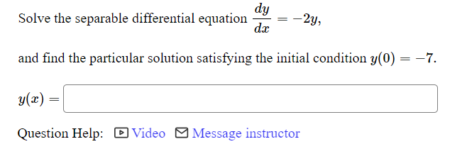 Solved Solve the separable differential equation | Chegg.com
