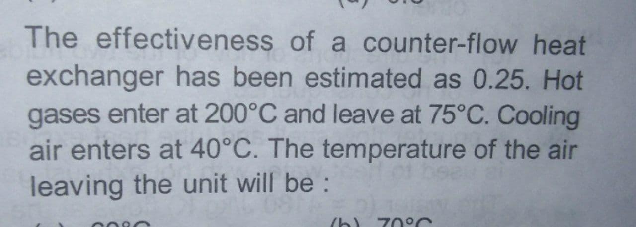 Solved The effectiveness of a counter-flow heat exchanger | Chegg.com