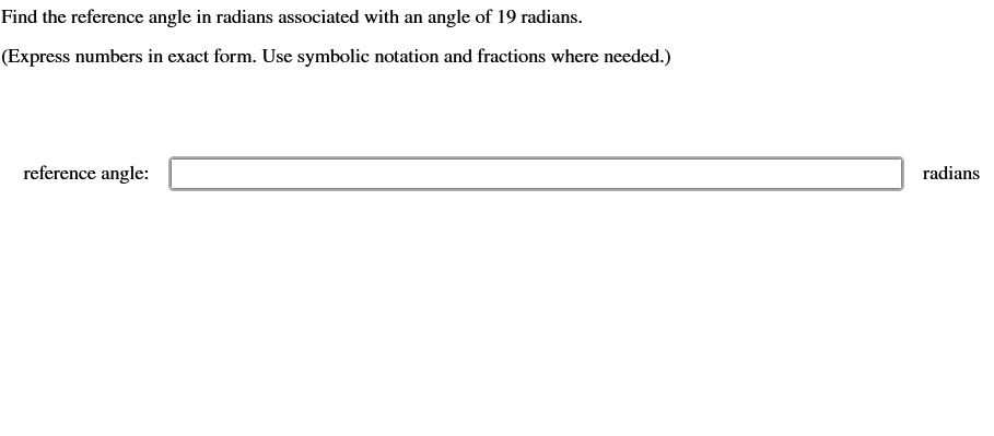 Solved Find the reference angle in radians associated with | Chegg.com