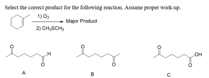 Solved Select the correct product for the following | Chegg.com