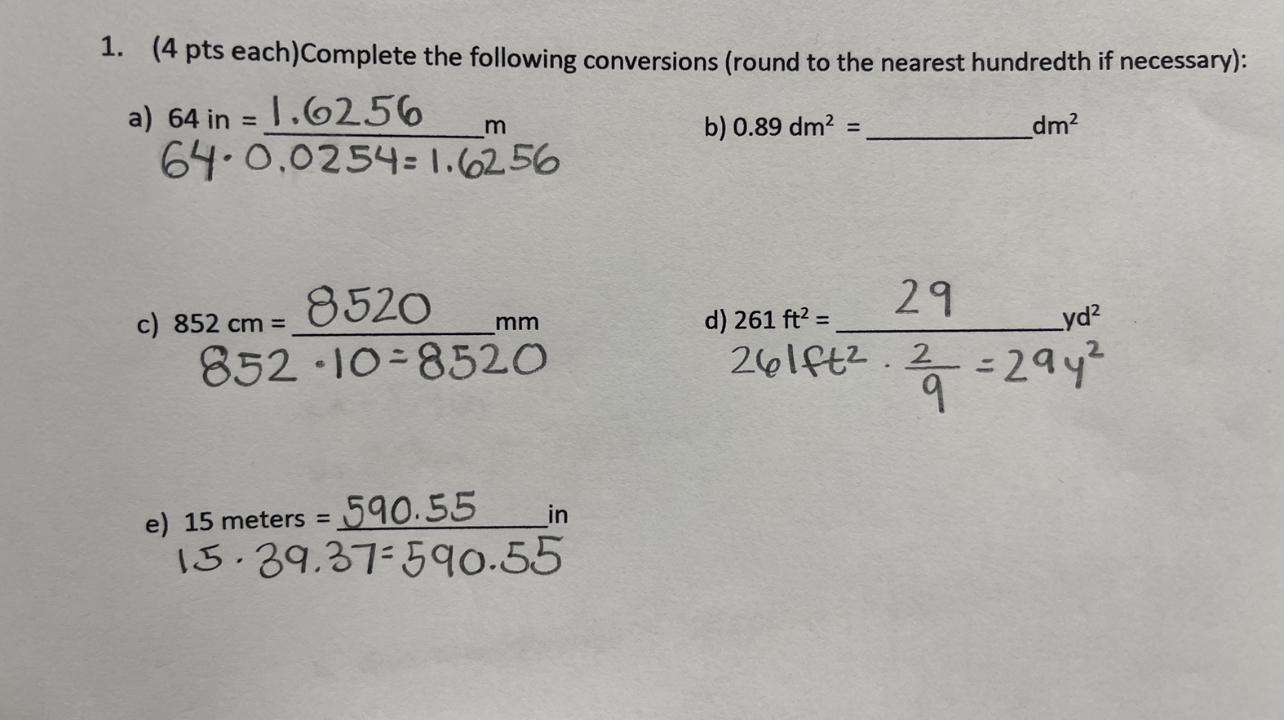 Solved 1. (4 pts each)Complete the following conversions | Chegg.com