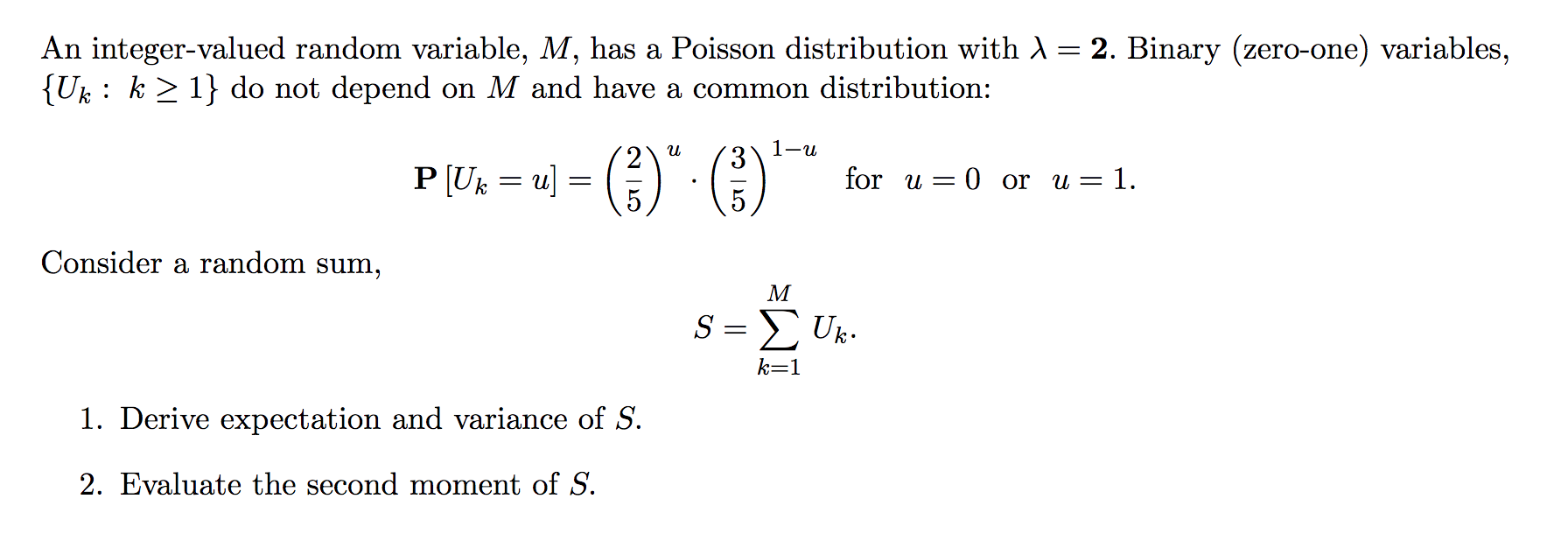 Solved > An integer-valued random variable, M, has a Poisson | Chegg.com