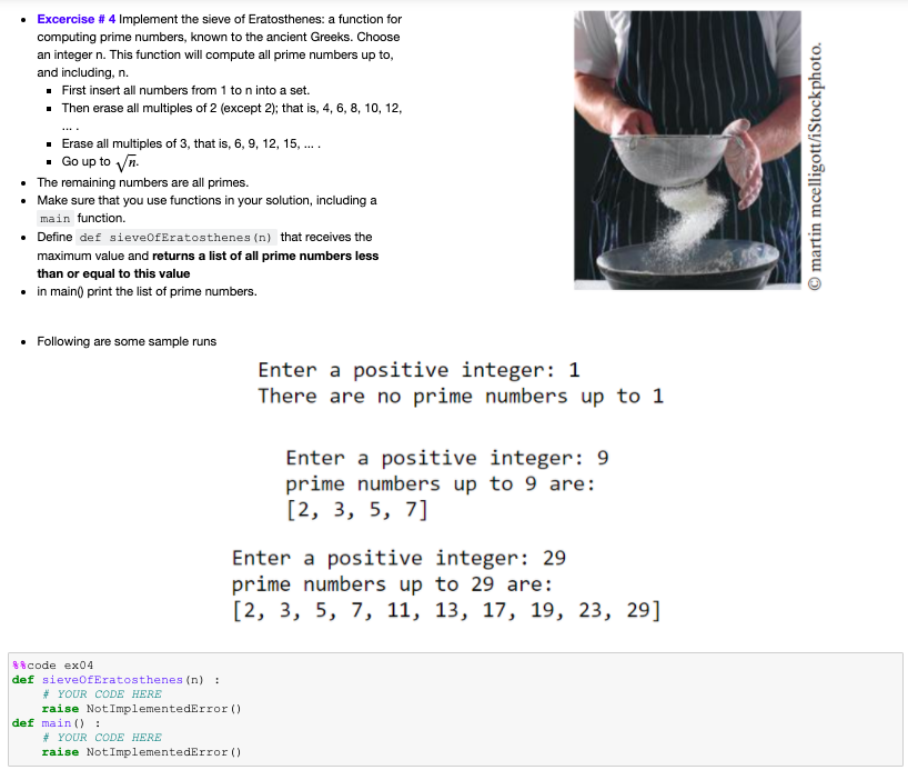 Solved • Excercise # 4 Implement the sieve of Eratosthenes: | Chegg.com