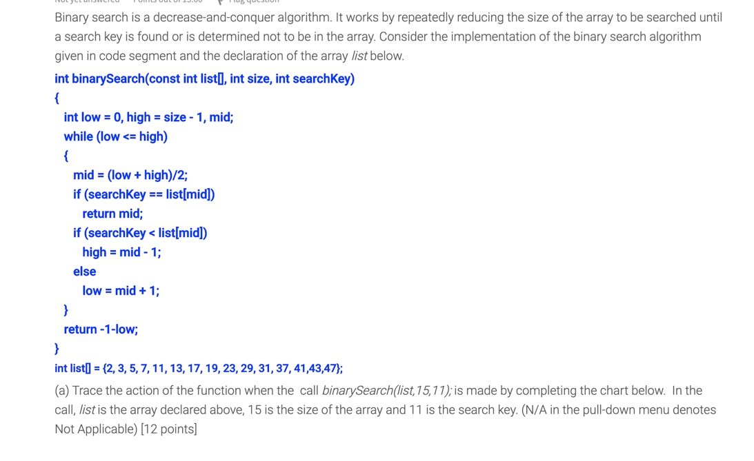 Solved HUL YCL UWCICU UN UUL ULJ.00 uyucJLIUI Binary search | Chegg.com