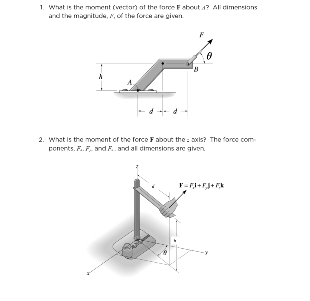 Solved 1. What is the moment (vector) of the force F about | Chegg.com