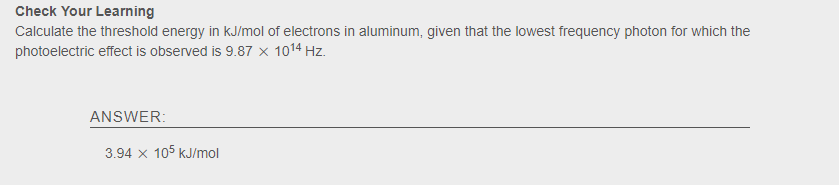 Solved Check Your Learning Calculate the threshold energy in | Chegg.com