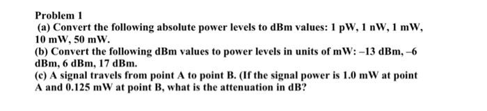 Solved Problem 1 (a) Convert the following absolute power | Chegg.com